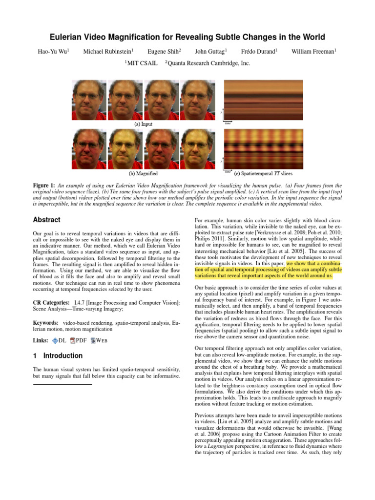 Eulerian Video Magnification | PDF | Amplifier | Video