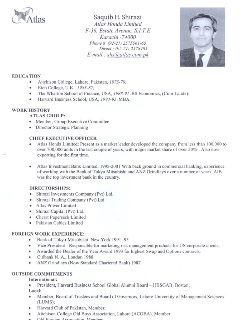 Saquib H. Shirazi: Atlas Honda Limited F-36, Estate Avenue, SF TE ...