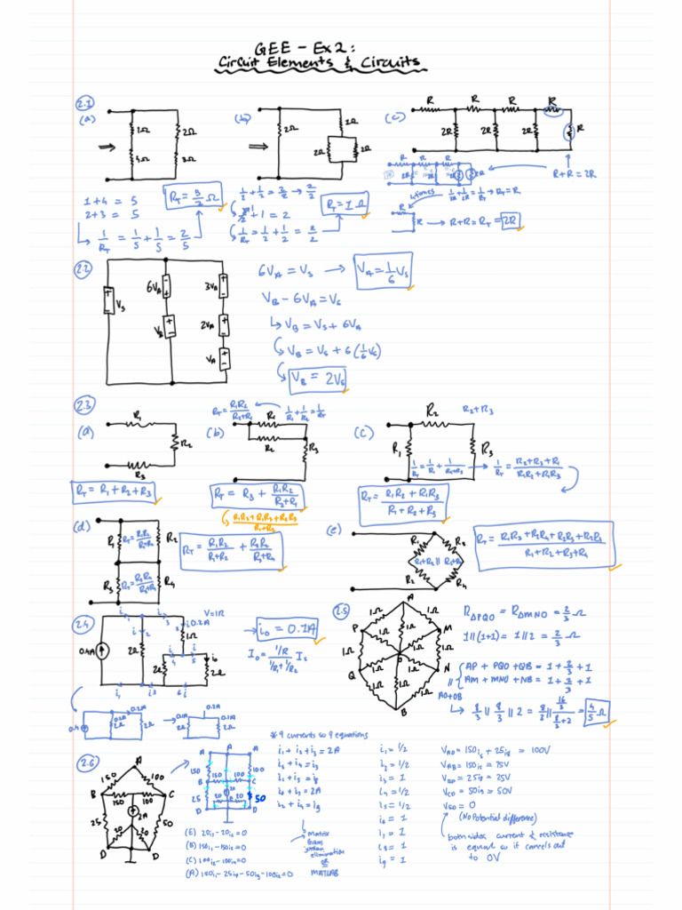 Excersizes 2 Circuit Elements and Circuits | PDF