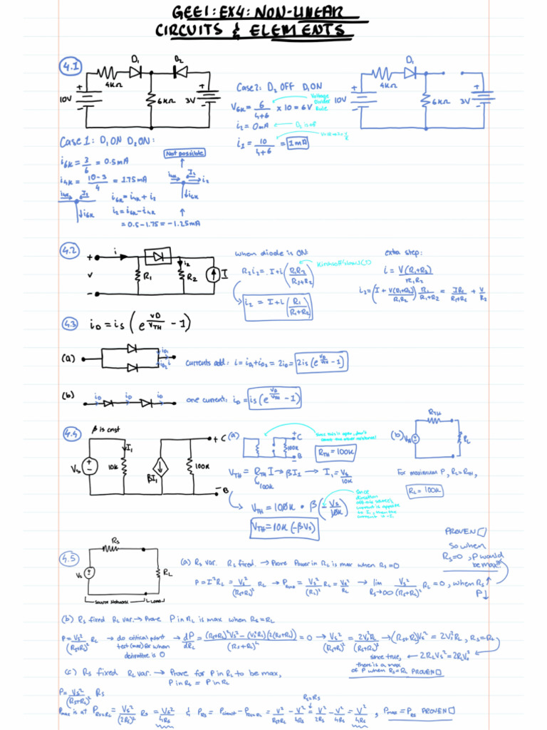 Excersizes 4 Non-Linear Circuits and Elements | PDF