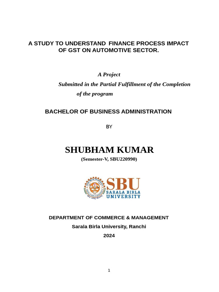 A Study to Understand Finance Process in Premsons Motor Udyog Pvt | PDF ...