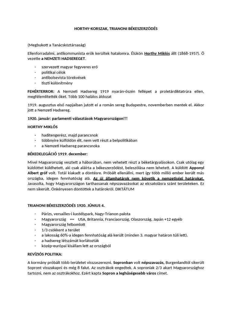 HORTHY, Trianon | PDF