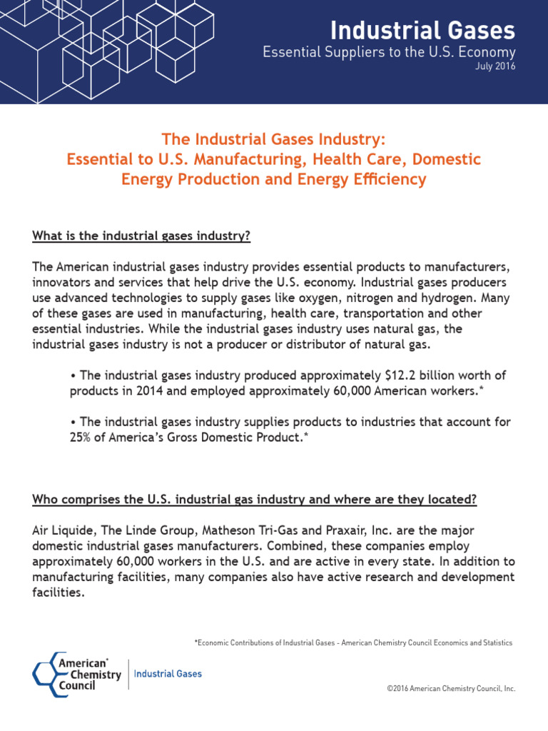 Industrial Gases Industry Economy July 2016 | PDF | Natural Gas | Fuels