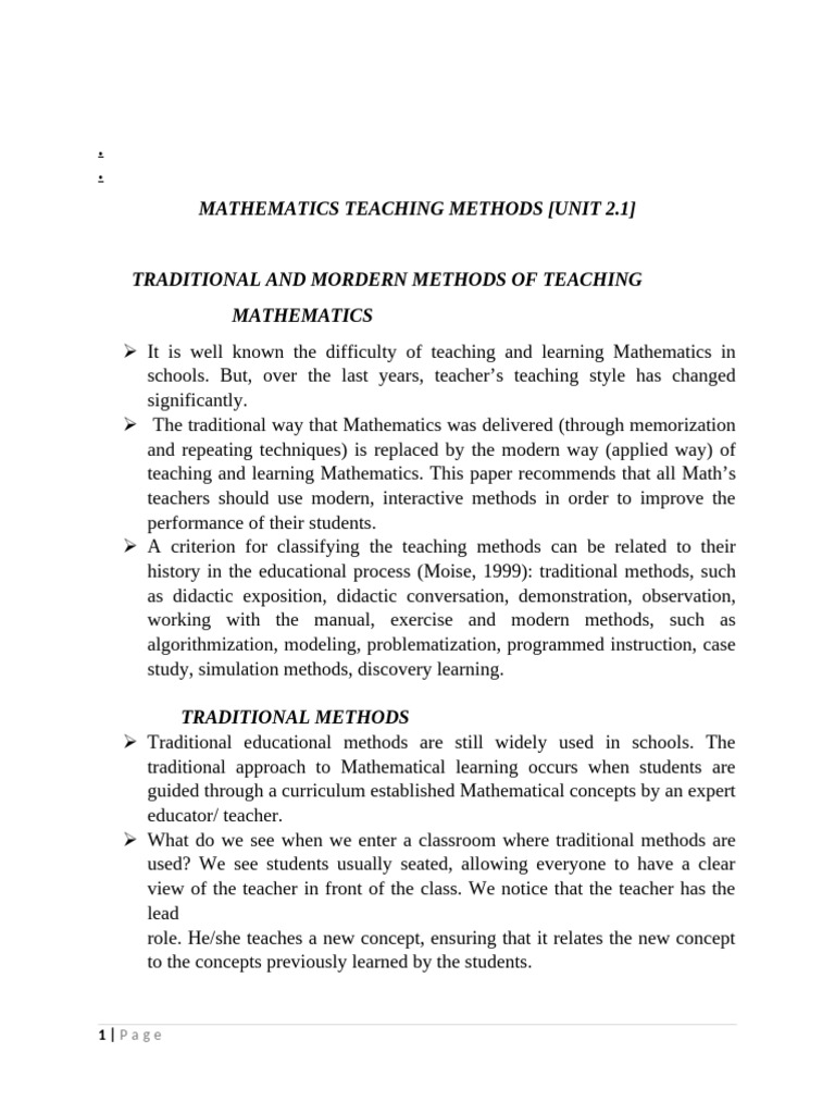 Maths Teaching Methodology | PDF | Learning | Teachers