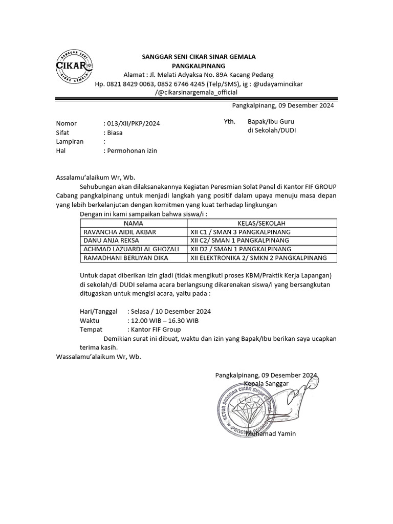 Surat Izin Fif | PDF