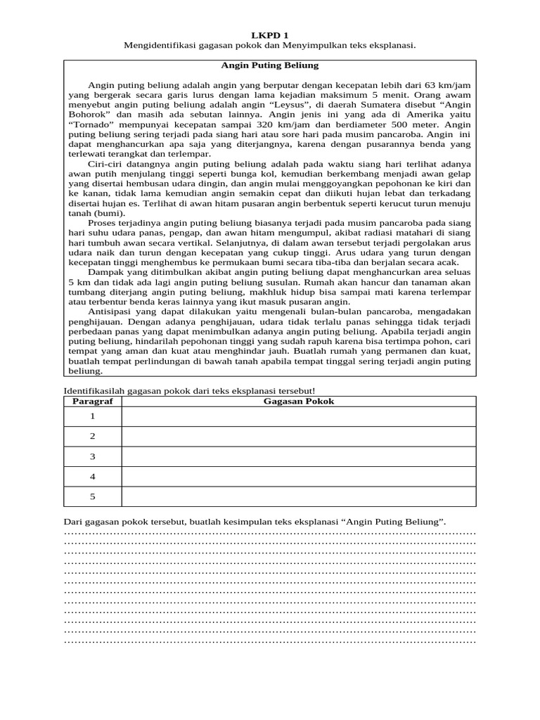 LKPD 1-5 Teks Eksplanasi | PDF