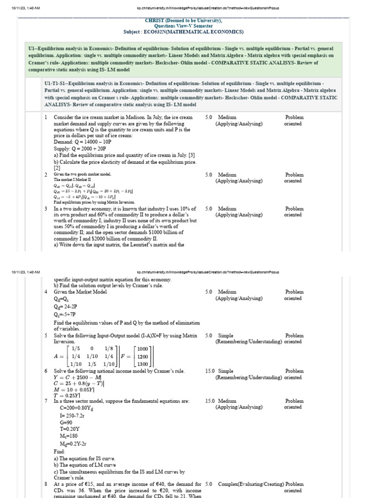 Mathematical Economics | PDF | Demand | Monopoly