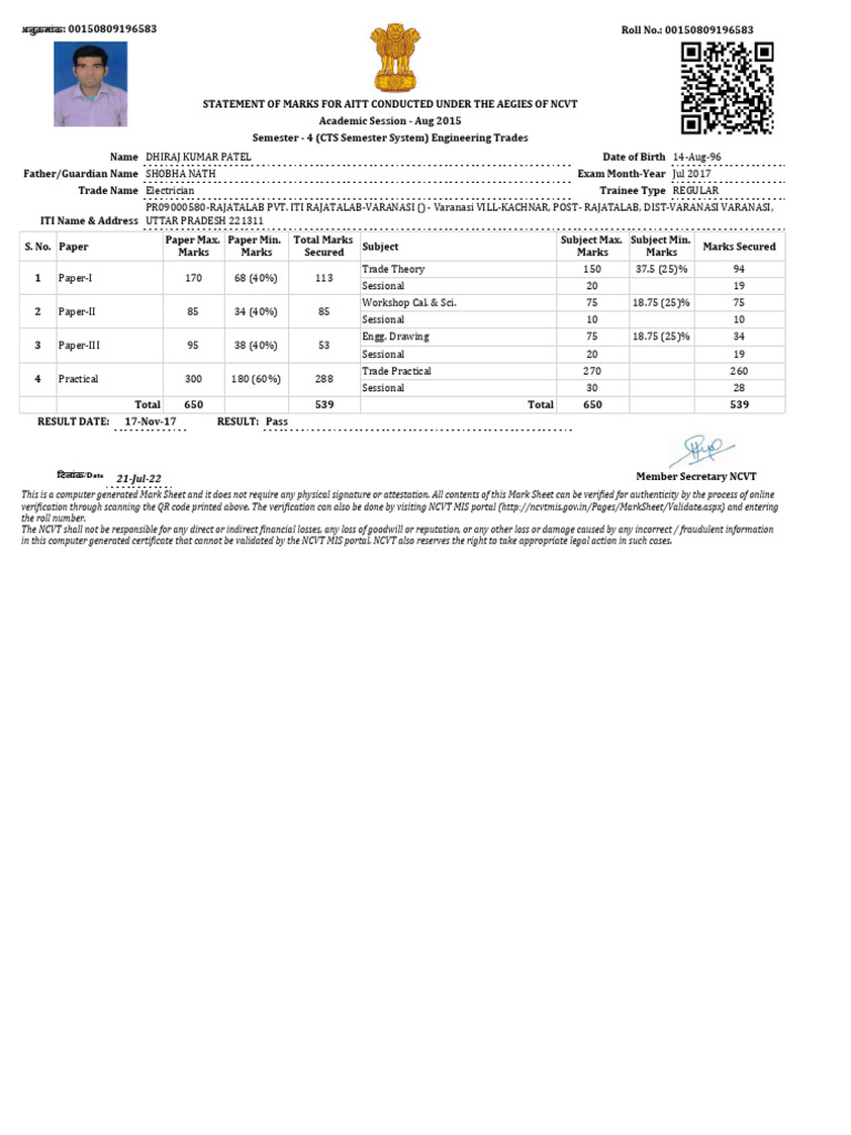 Marksheet R150809196583 4 | PDF | Security Technology | Computer Security