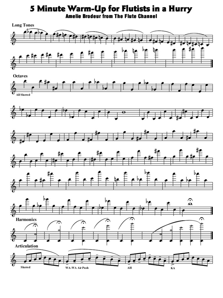 5 Minute Warm Up For Flutists in A Hurry Free | PDF | Flute | Musical ...