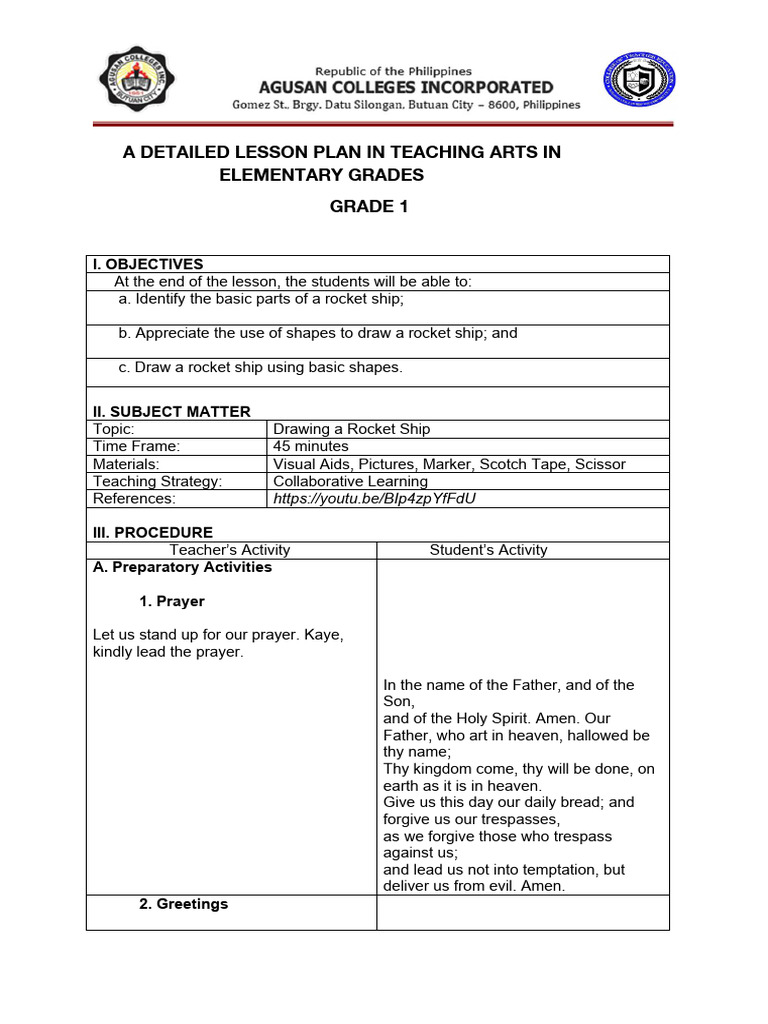 A Detailed Lesson Plan Final Papers | PDF | Rocket | Lord's Prayer