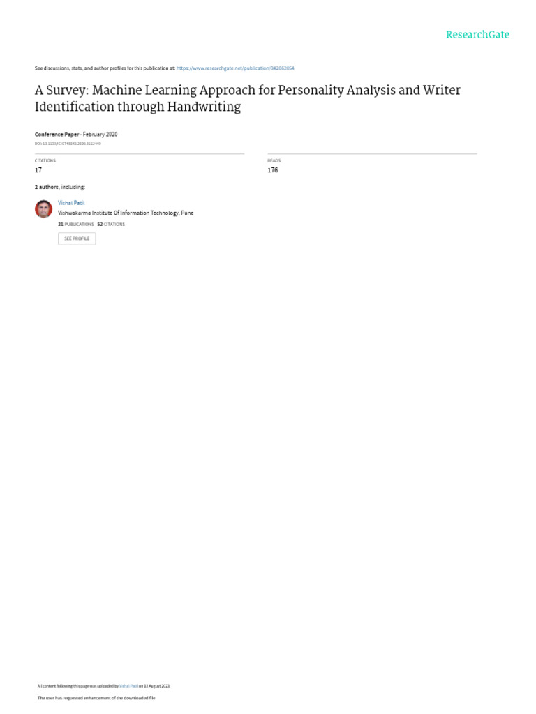 A Survey Machine Learning Approach For Personality Analysis and Writer ...