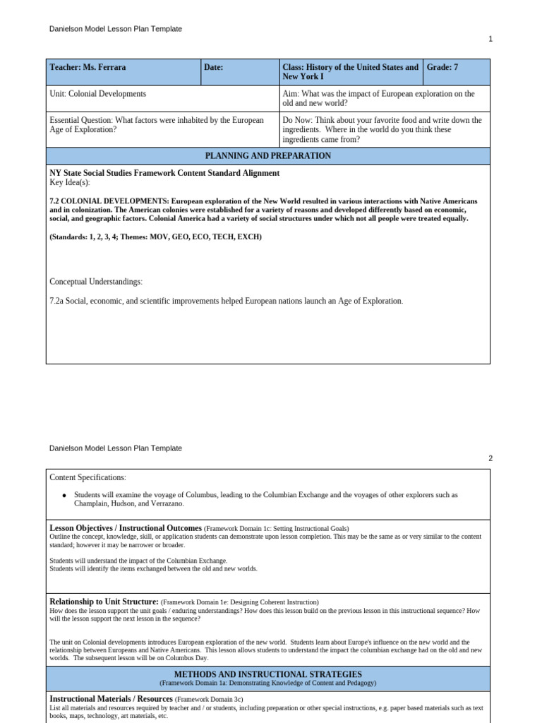7th Grade Colonial History Lesson | PDF | Pedagogy | Lesson Plan