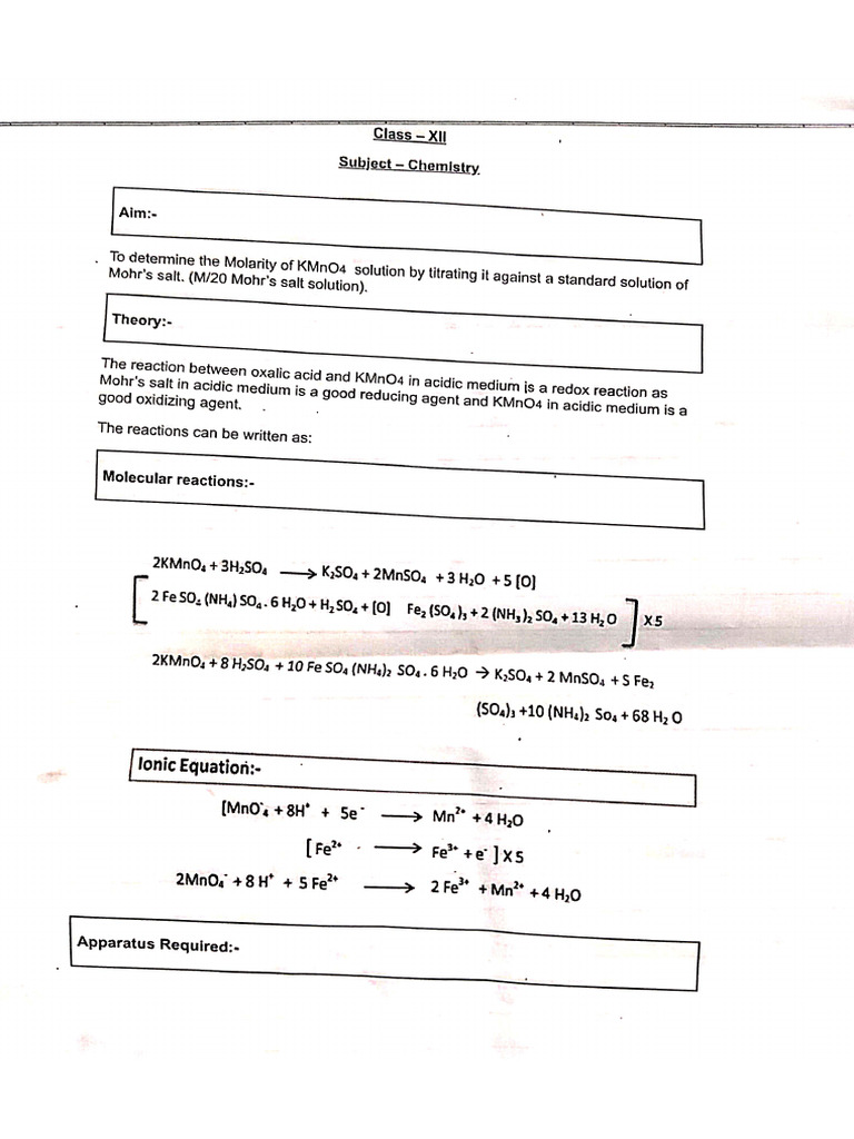 Chemistry Practical Experiment No 01 | PDF