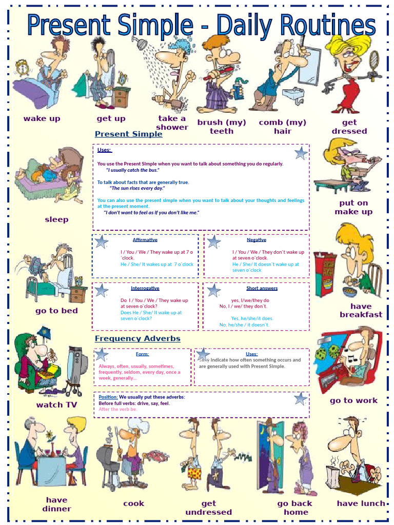 Present Simple Daily Routines Frequency Adverbs | PDF | Linguistic ...