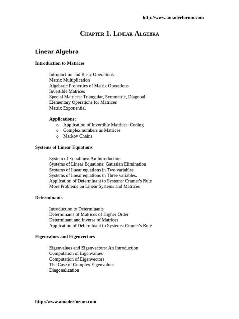 Chapter1 Linear Algebra | PDF | Matrix (Mathematics) | Determinant