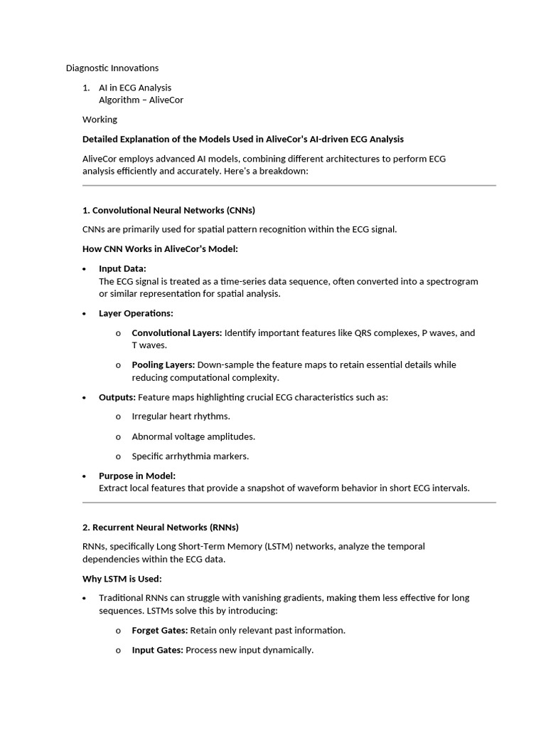 Diagnostic Innovations AI Tools & Tech | PDF | Electrocardiography | Heart