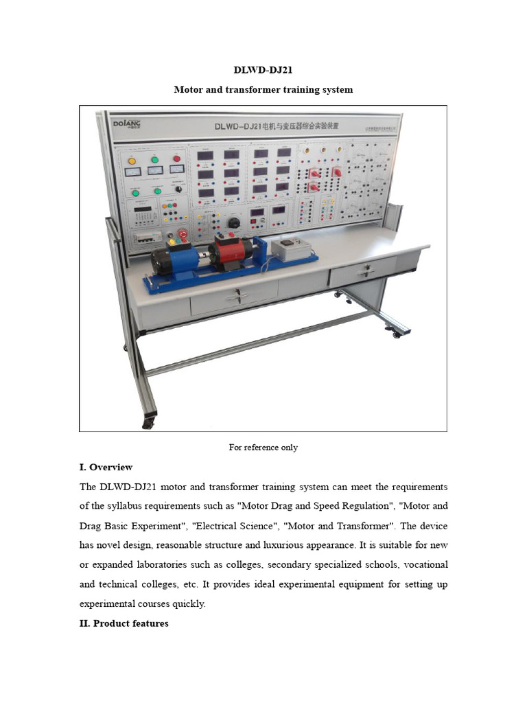 DLWD-DJ21 Motor and Transformer Training System | PDF | Transformer | Power Supply