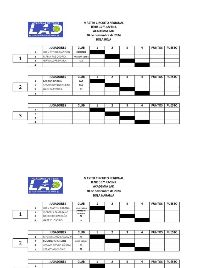 Cuadros Round Robin - Master | PDF