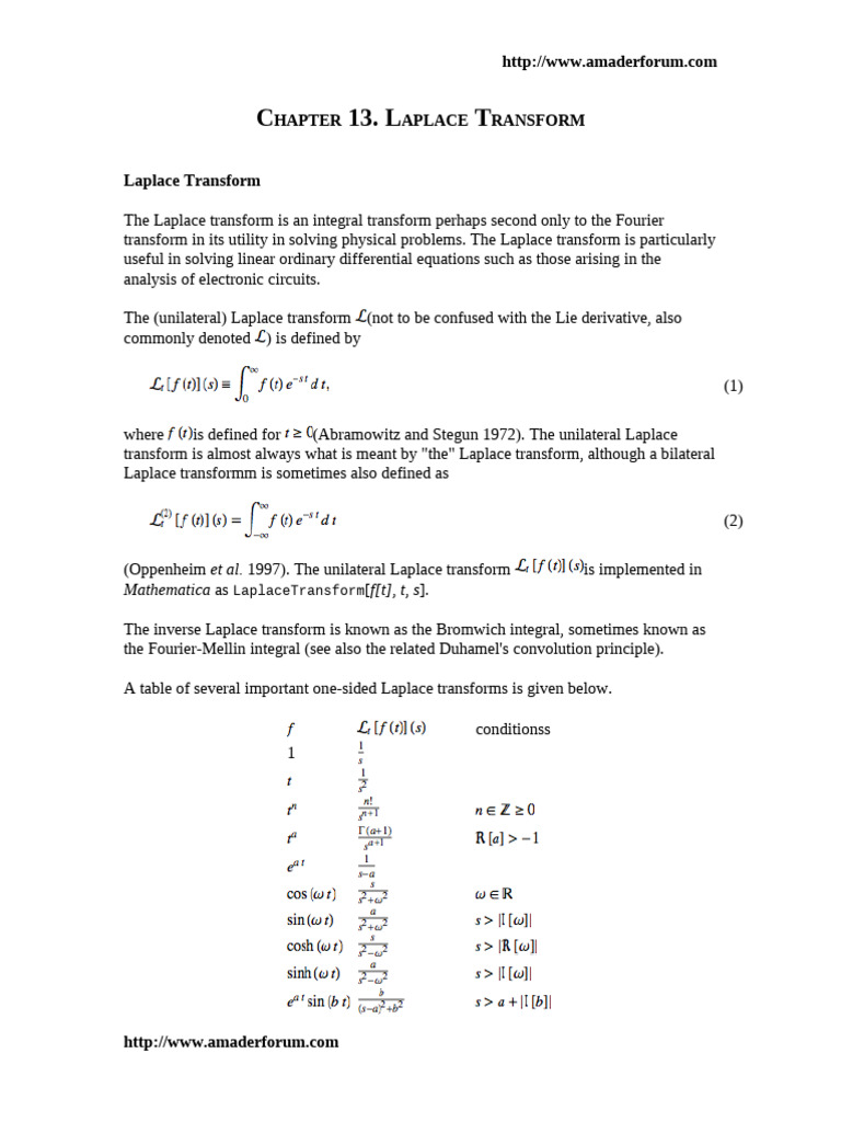 Laplace Transform Guide for ODEs | PDF | Laplace Transform | Integral