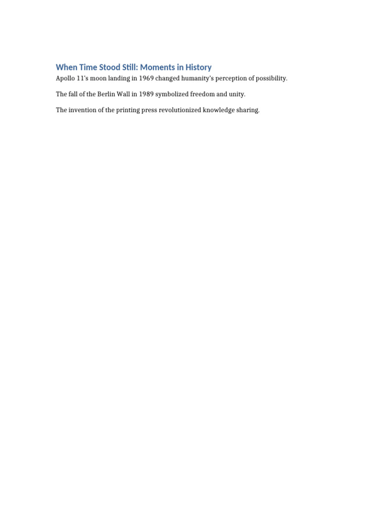 When Time Stood Still: Moments in History | PDF