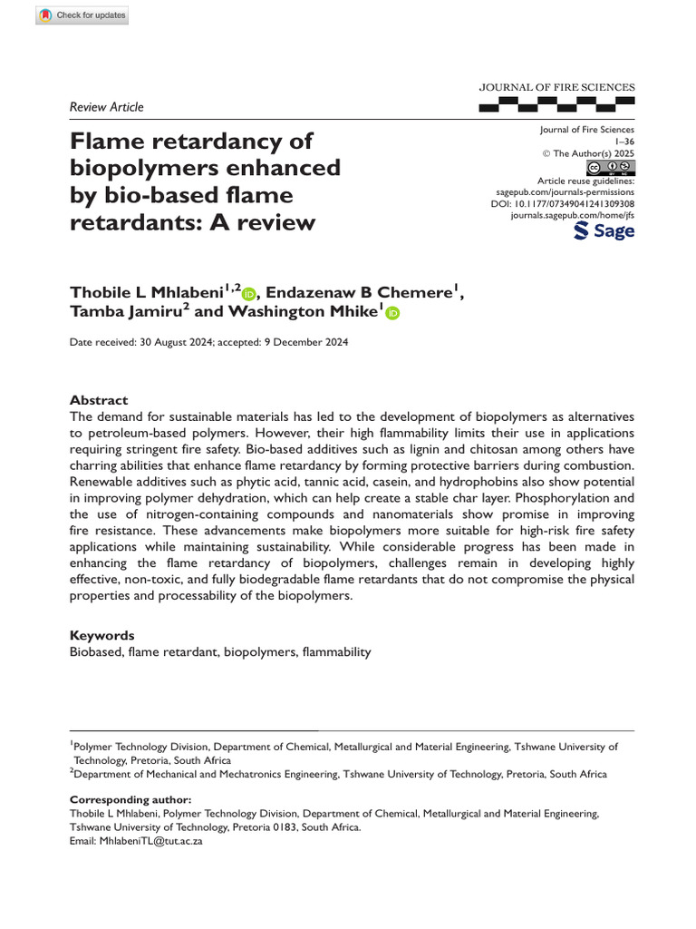Mhlabeni Et Al 2025 Flame Retardancy of Biopolymers Enhanced by Bio ...