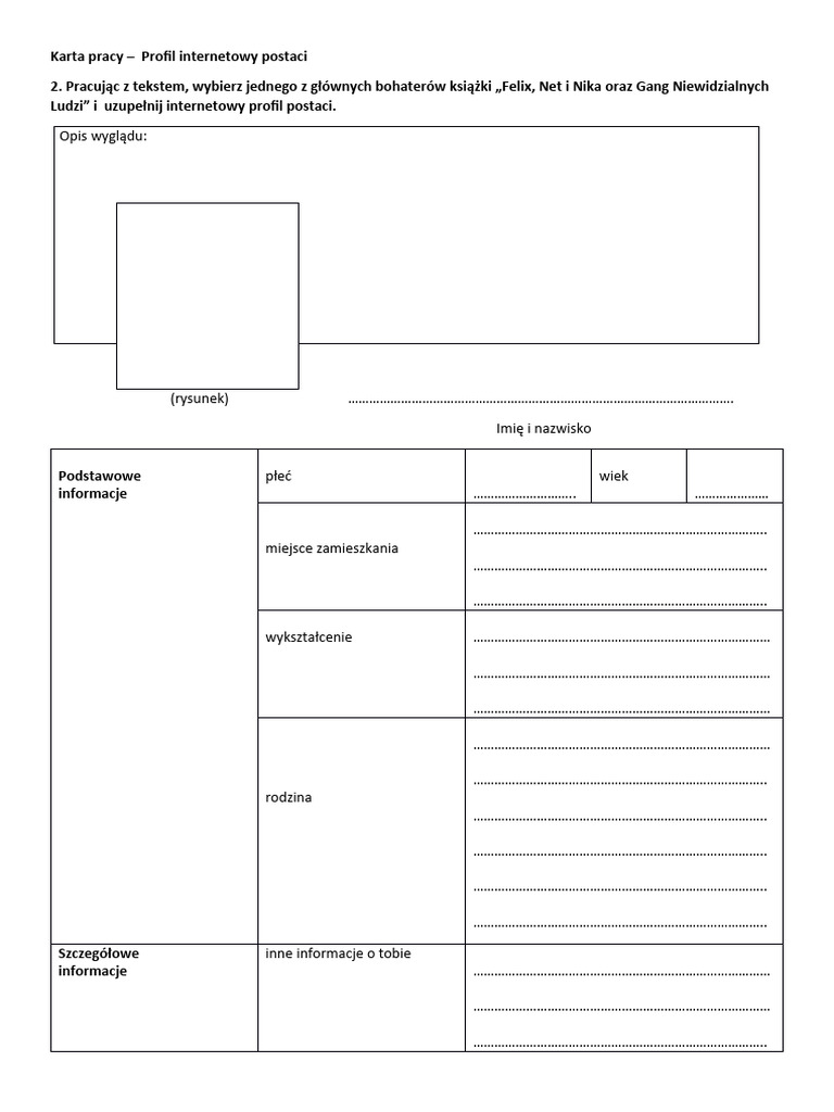 Felix Net I Nika - Karta Pracy - Profil Internetowy | PDF