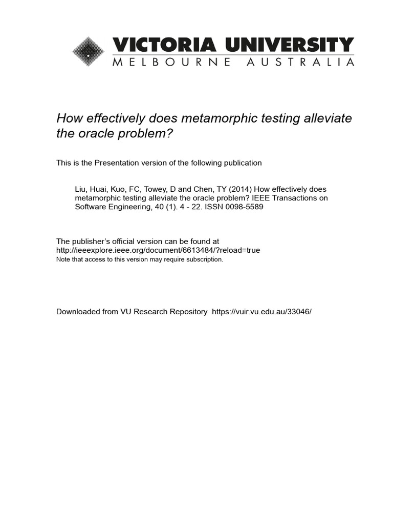 19 - How Effectively Does Metamorphic Testing Alleviate The Oracle ...
