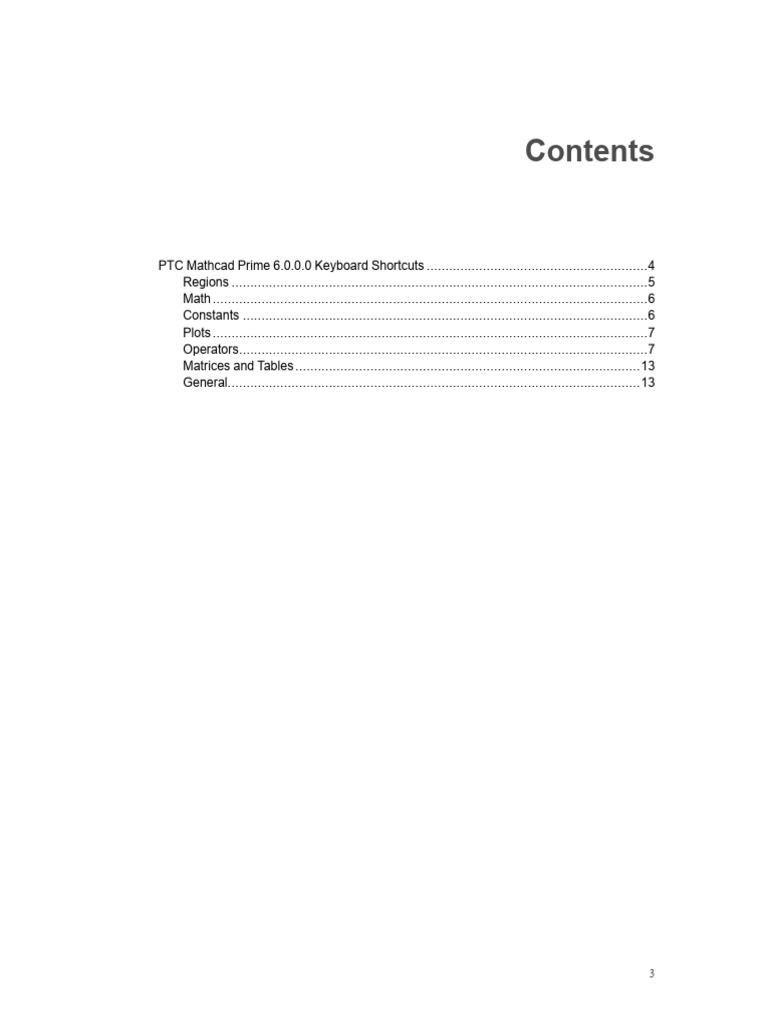 PTC Mathcad Prime 6.0 Keyboard Shortcuts_3 | PDF