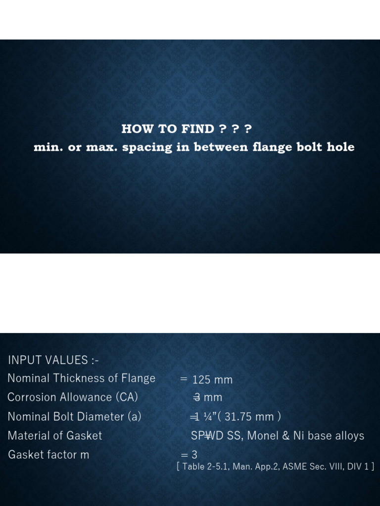 Maximum & Minimum Bolt Hole Spacing in Non Standard Flanges | PDF
