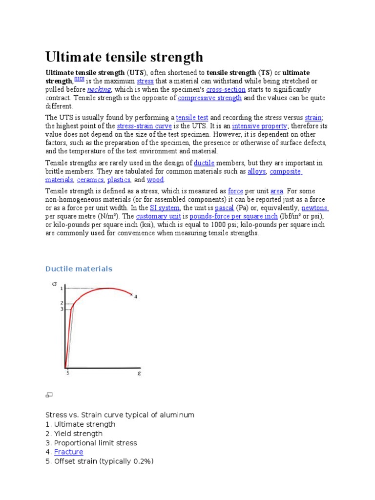 Ultimate Tensile Strength | PDF | Ultimate Tensile Strength ...