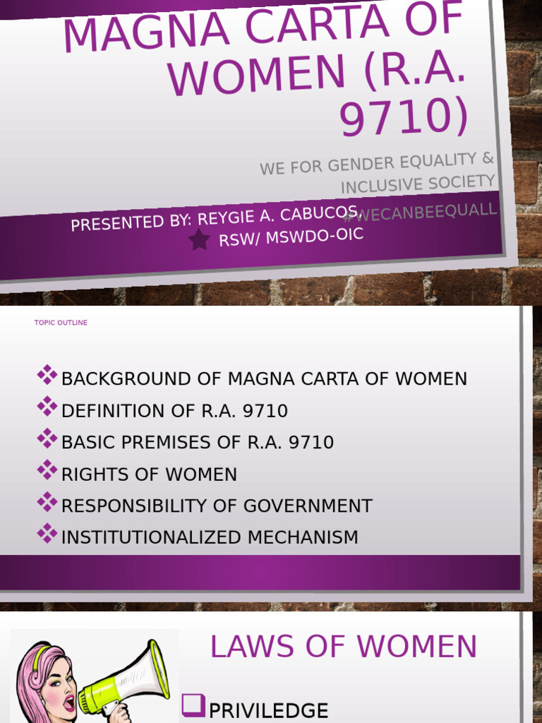 MAGNA CARTA OF WOMEN Final Present | PDF | Women's Rights | Discrimination & Race Relations