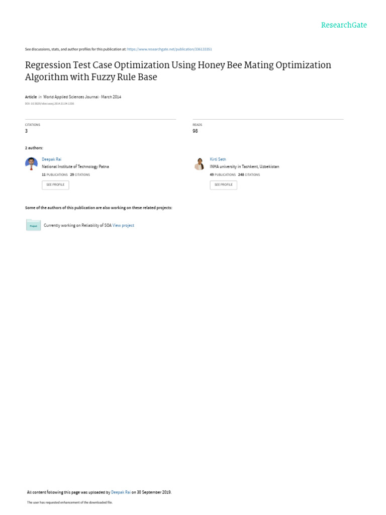 28 Regression Test Case Optimization Using Honey Bee Mating