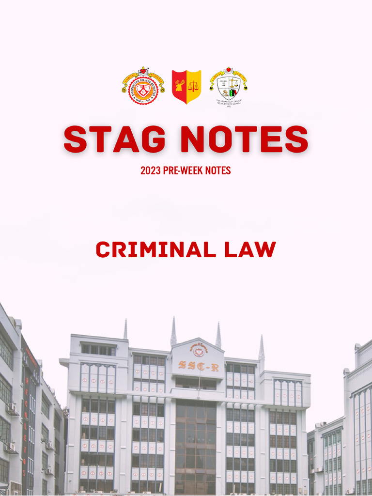 Stag Notes 2023 Criminal Law | PDF | Plea | Crimes