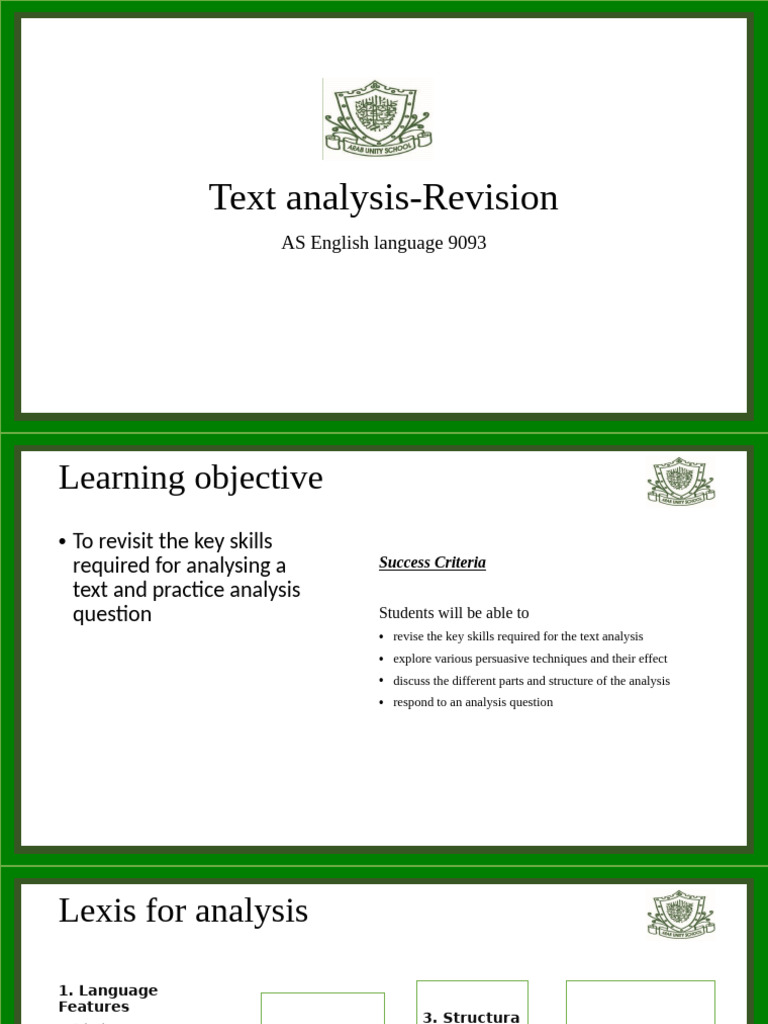 Text Analysis Skills for AS English 9093 | PDF | Linguistics | Human ...