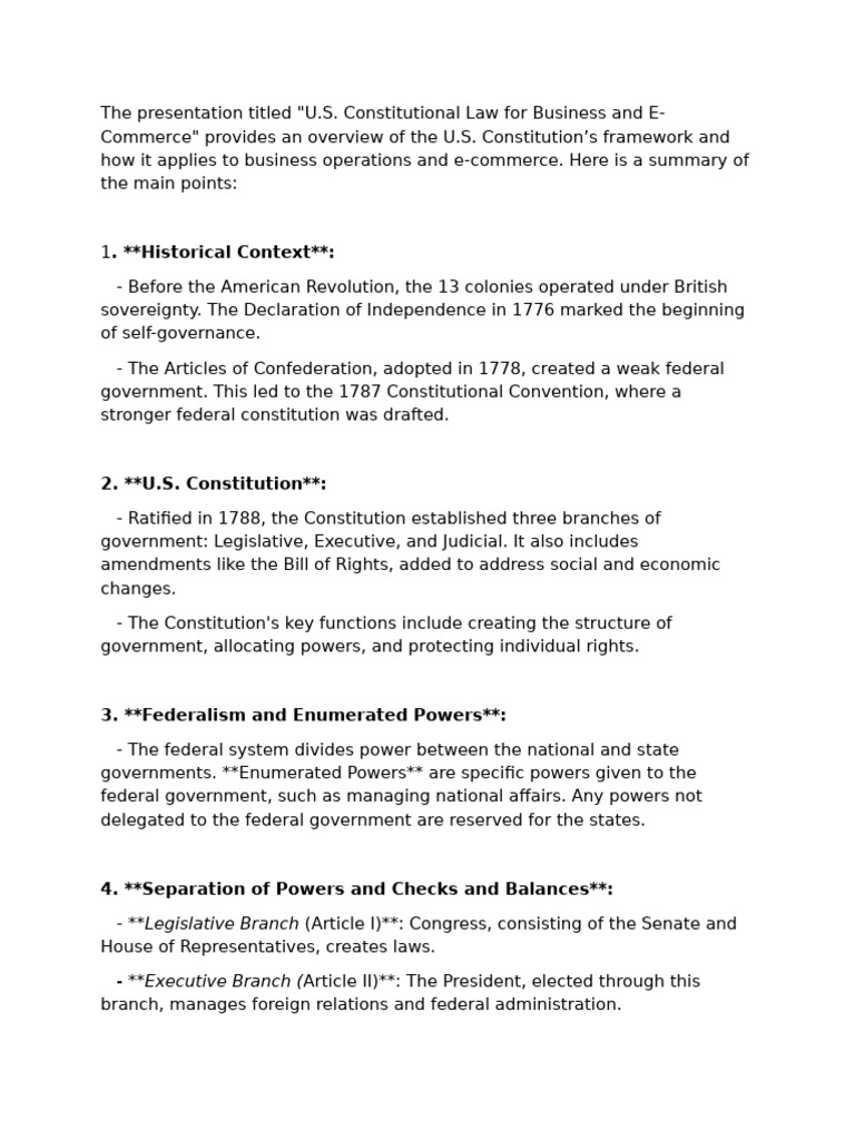 U.S. Constitutional Law for Business | PDF | Constitution | Federal ...