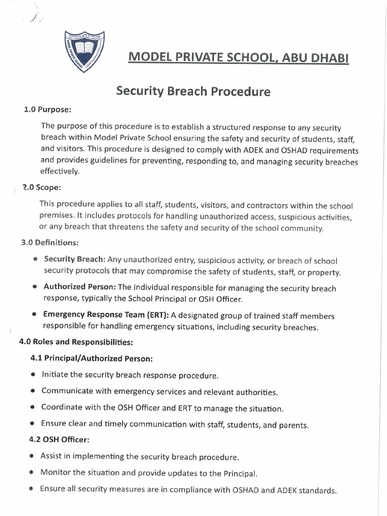 Security Breach Procedure | PDF