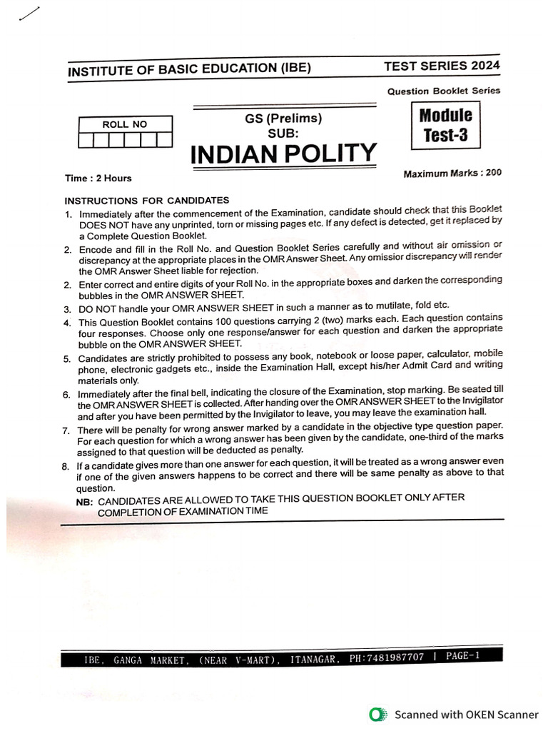 Indian Polity Test Series | PDF