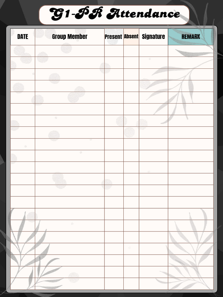 Class Attendance Planner in Yellow Brown Retro Cute Style | PDF
