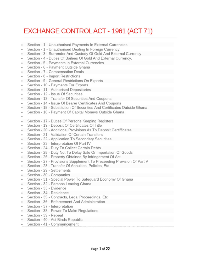 Exchange Control Act - 1961 (Act 71) | PDF | Securities (Finance ...