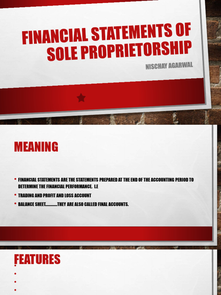 Financial Statements of Sole Proprietorship | PDF | Debits And Credits ...
