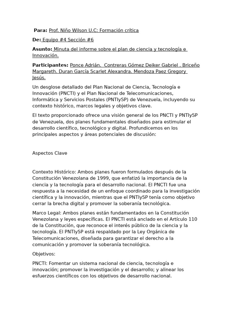 Minuta | PDF | Venezuela | Innovación