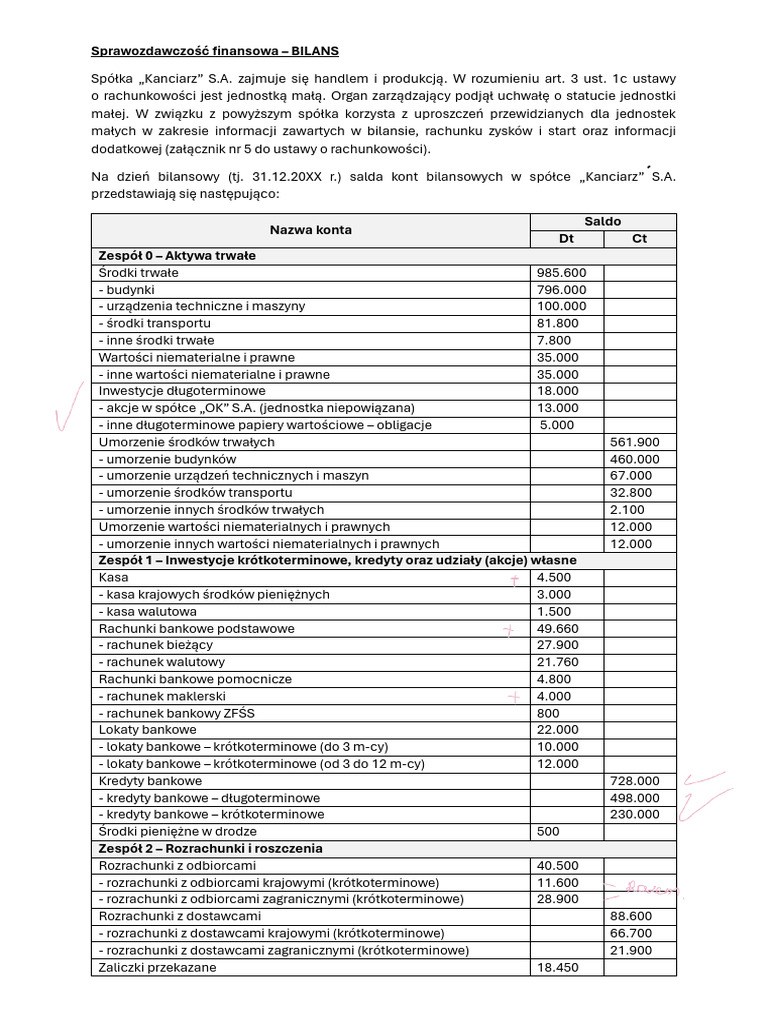 Sprawozdanie Finansowe - Bilans | PDF