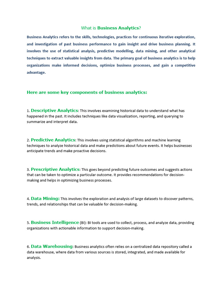 What Is Business Analytics | PDF | Analytics | Data