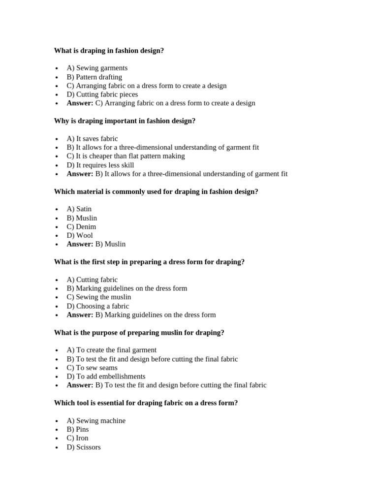 Objective Questions - Unit 5 | PDF | Sewing | Clothing