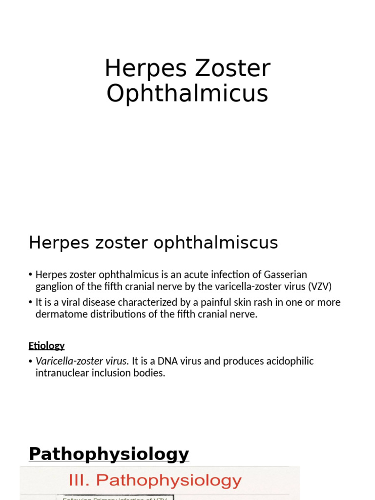 Herpes Zoster Ophthalmicus Overview | PDF | Epidemiology | Human Eye