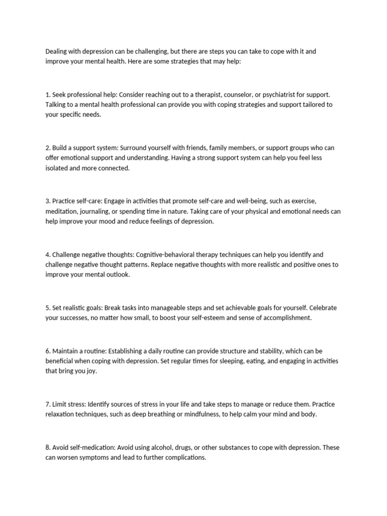 Dealing with depression | PDF | Major Depressive Disorder | Mental Health