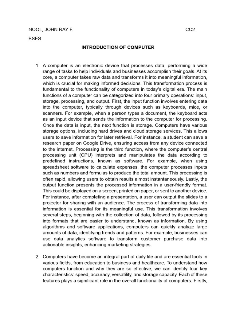 Introduction of Computer | PDF | Input/Output | Integrated Circuit