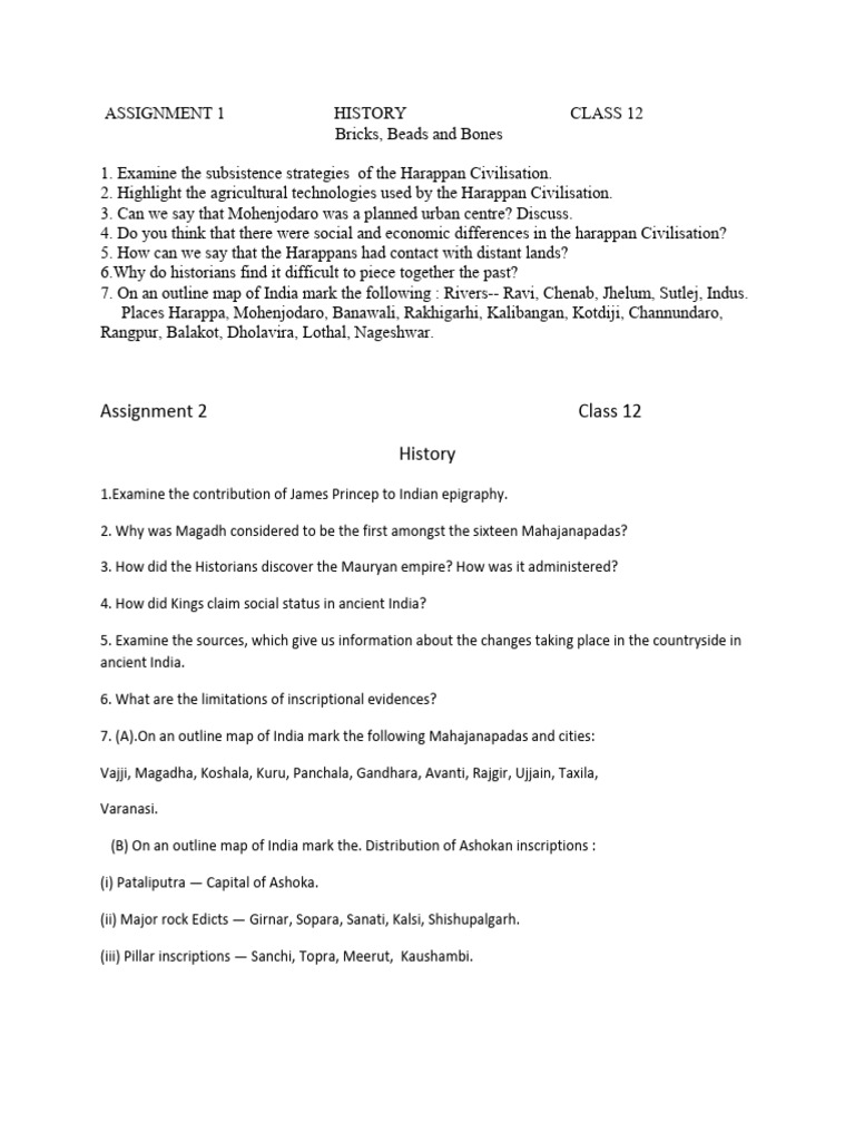 Assignment 2 Class 12 History | PDF