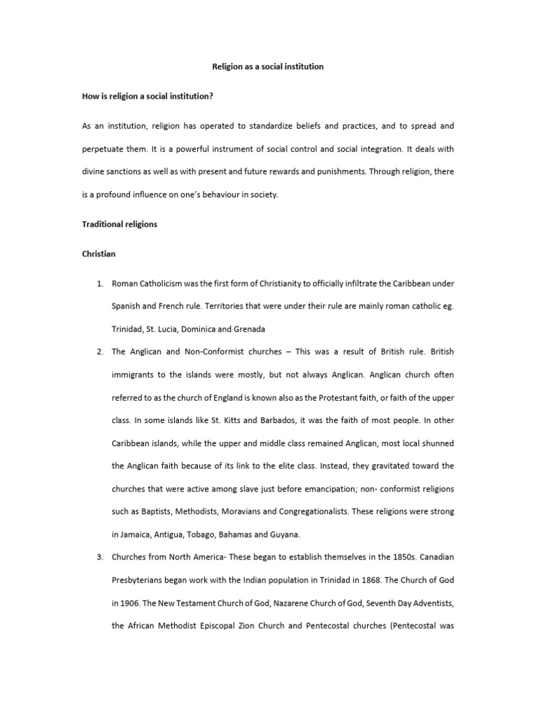 The Social Institution of RELIGION | PDF | Religious Faiths ...