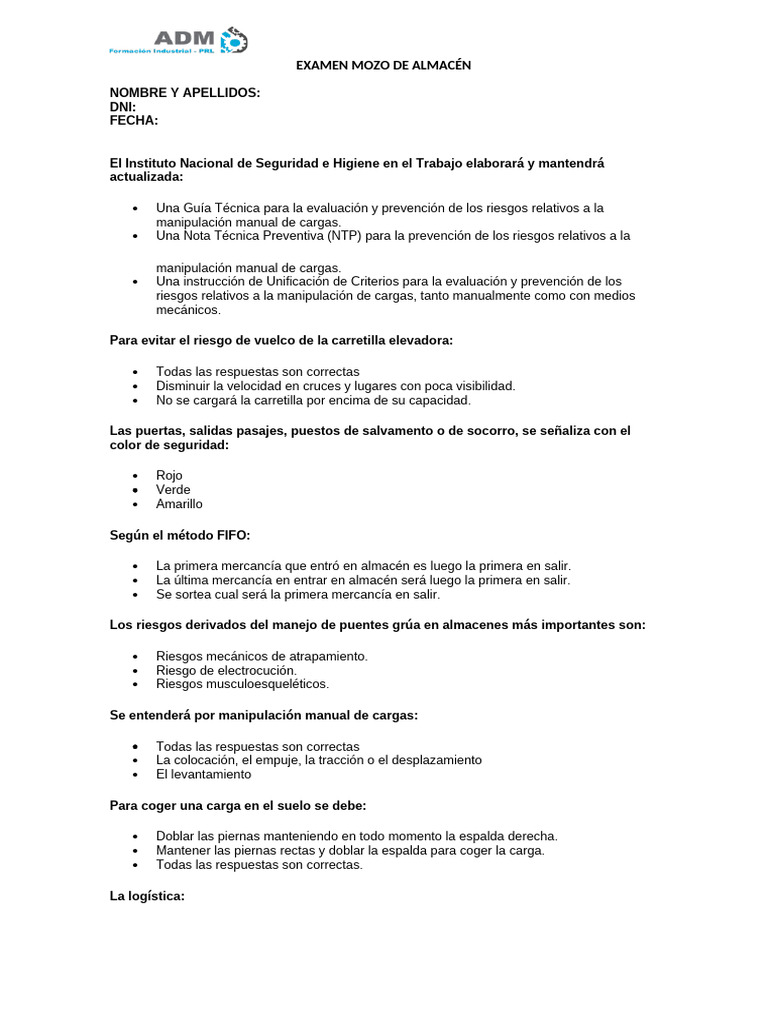 Mozo de Almacén | PDF